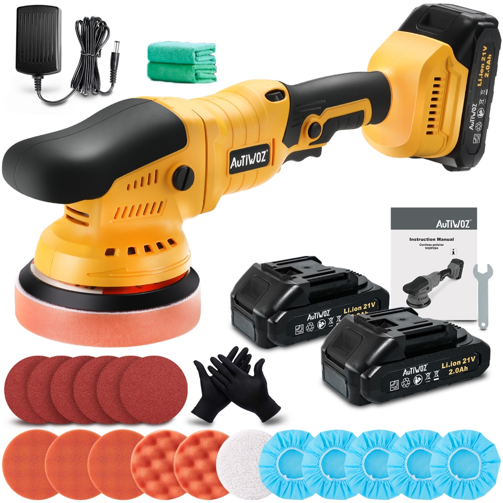 Autiwoz Cordless Car Polisher Set,12V Brushless DA Micro Scratches ...