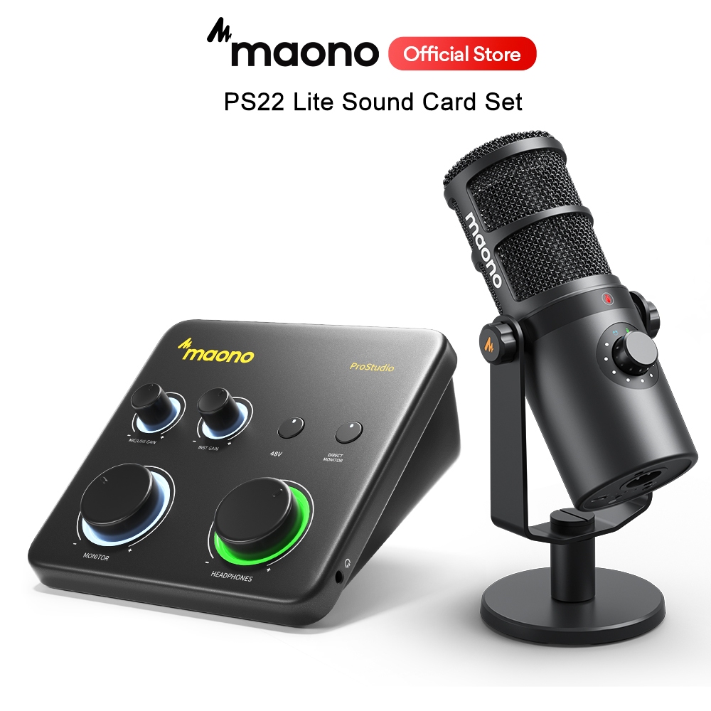 Maono PS22 Lite Audio Interface Sound Card with XLR Input 24-bit/192kHz Routing Software ...