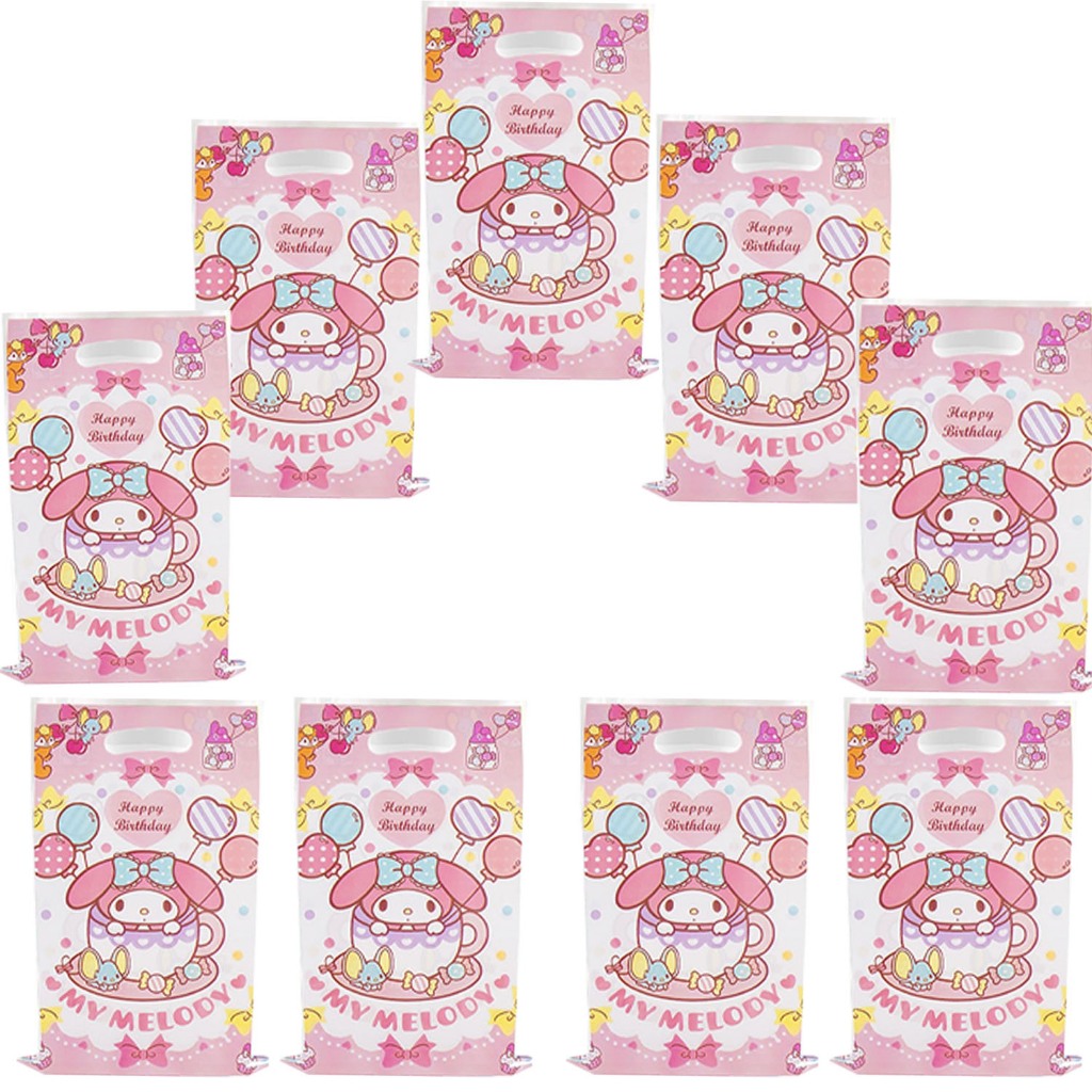 10-50pcs My Melody Bag Birthday Decoration Kawaii Melody Handle Plastic ...