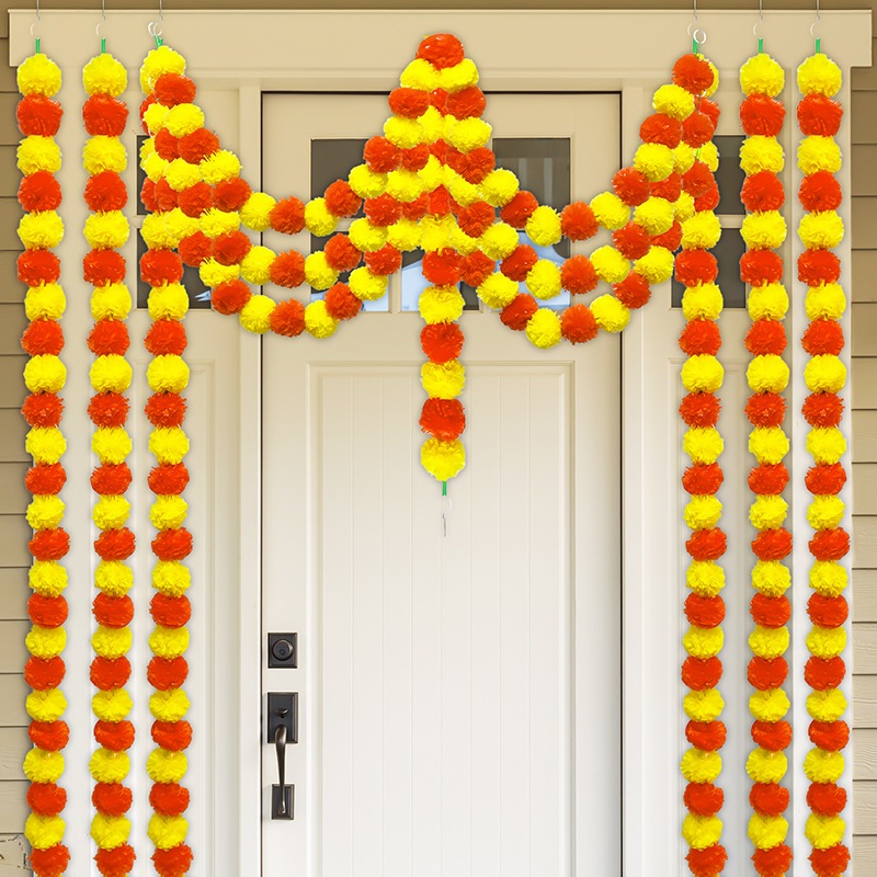 150CM Deepavali decorations Marigold Indian-style Leaf Bell Combination ...