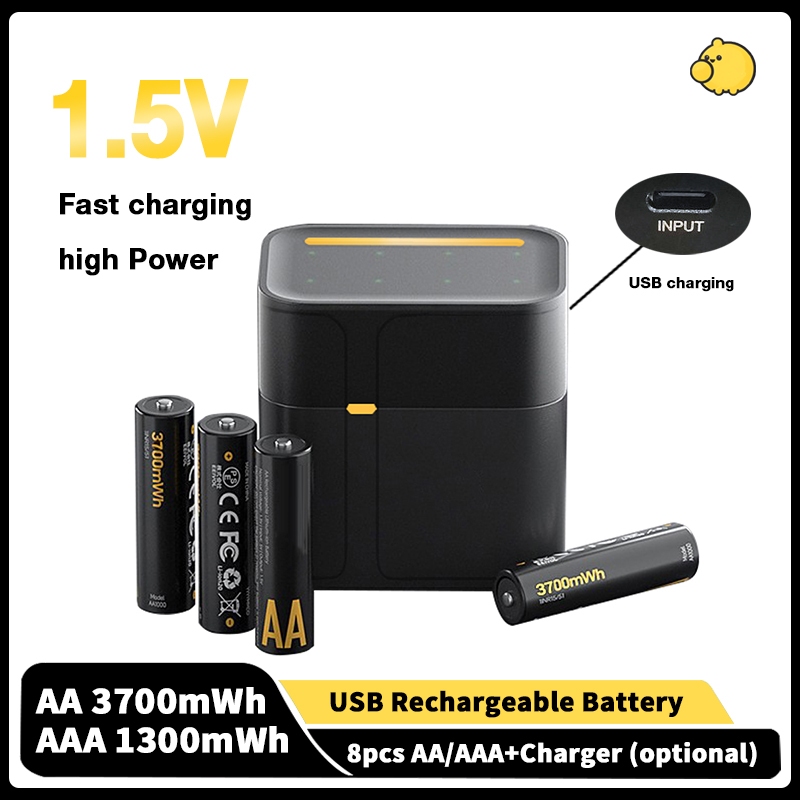 1.5V AA Rechargeable Battery And AAA Lithium Battery With Charging ...