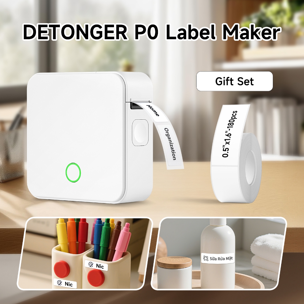 P0 Rechargeable Bluetooth Mini Label Printer Portable Small Thermal ...