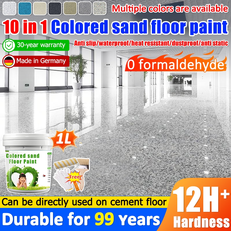 10IN1 colour sand floor paint 1000ml epoxy floor paint 12H+ Hardness ...