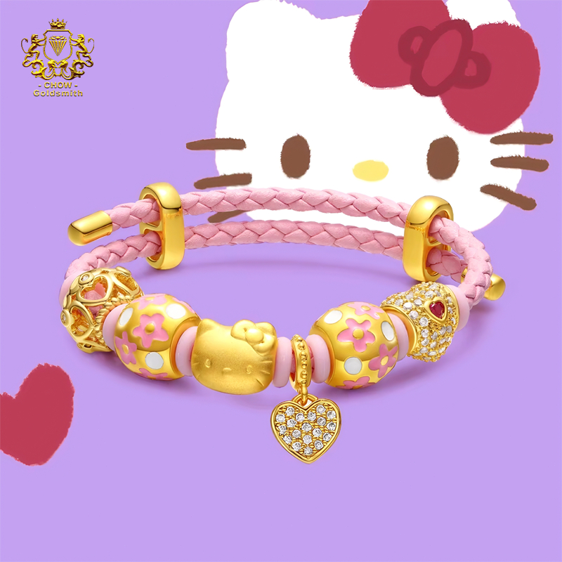 CHOW Goldsmith 999 1.2g Pure Gold Hello Kitty Pendant Solid Gold KT Cat ...