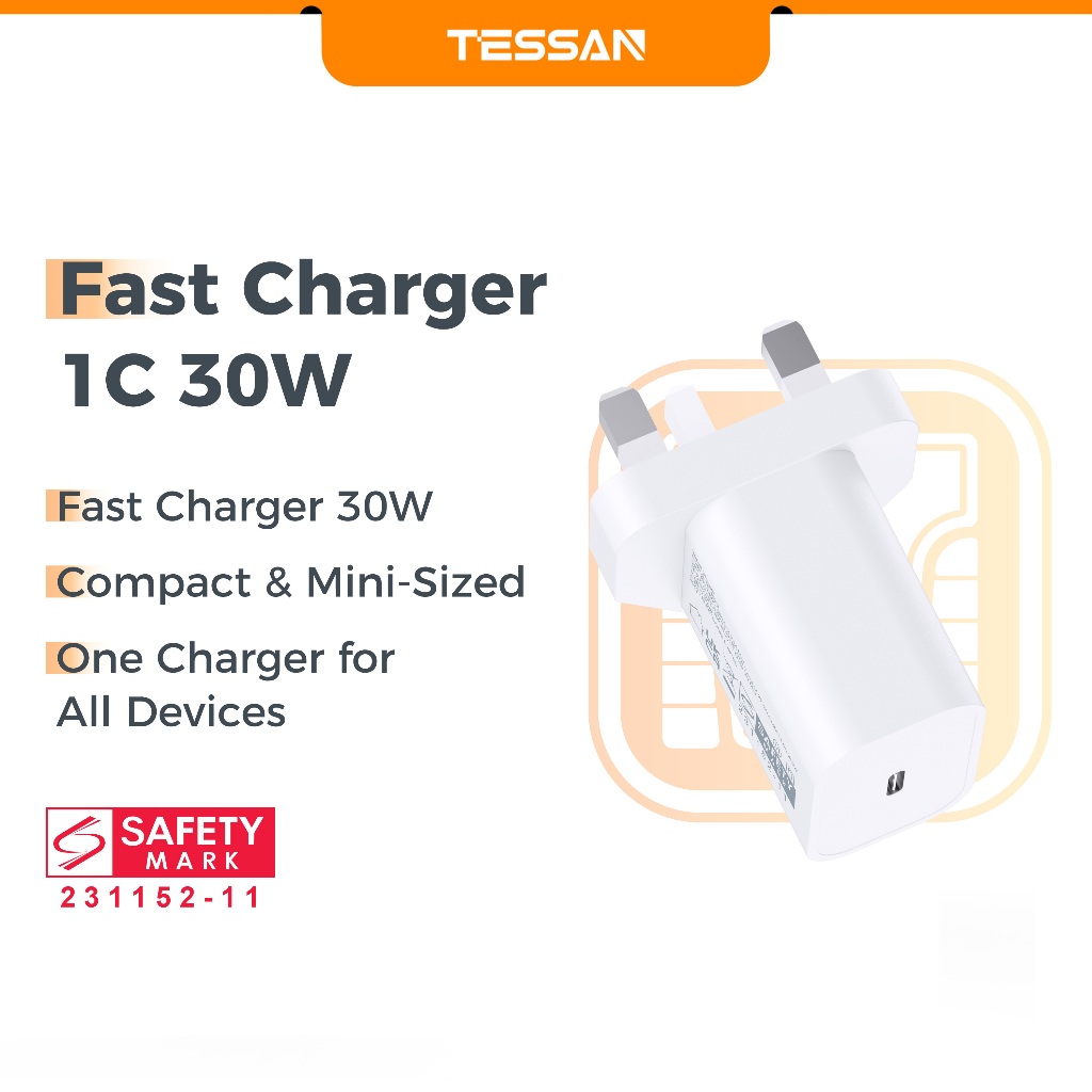 TESSAN USB Portable Fast Charger with Type C 30W PD Fast Charging Quick ...