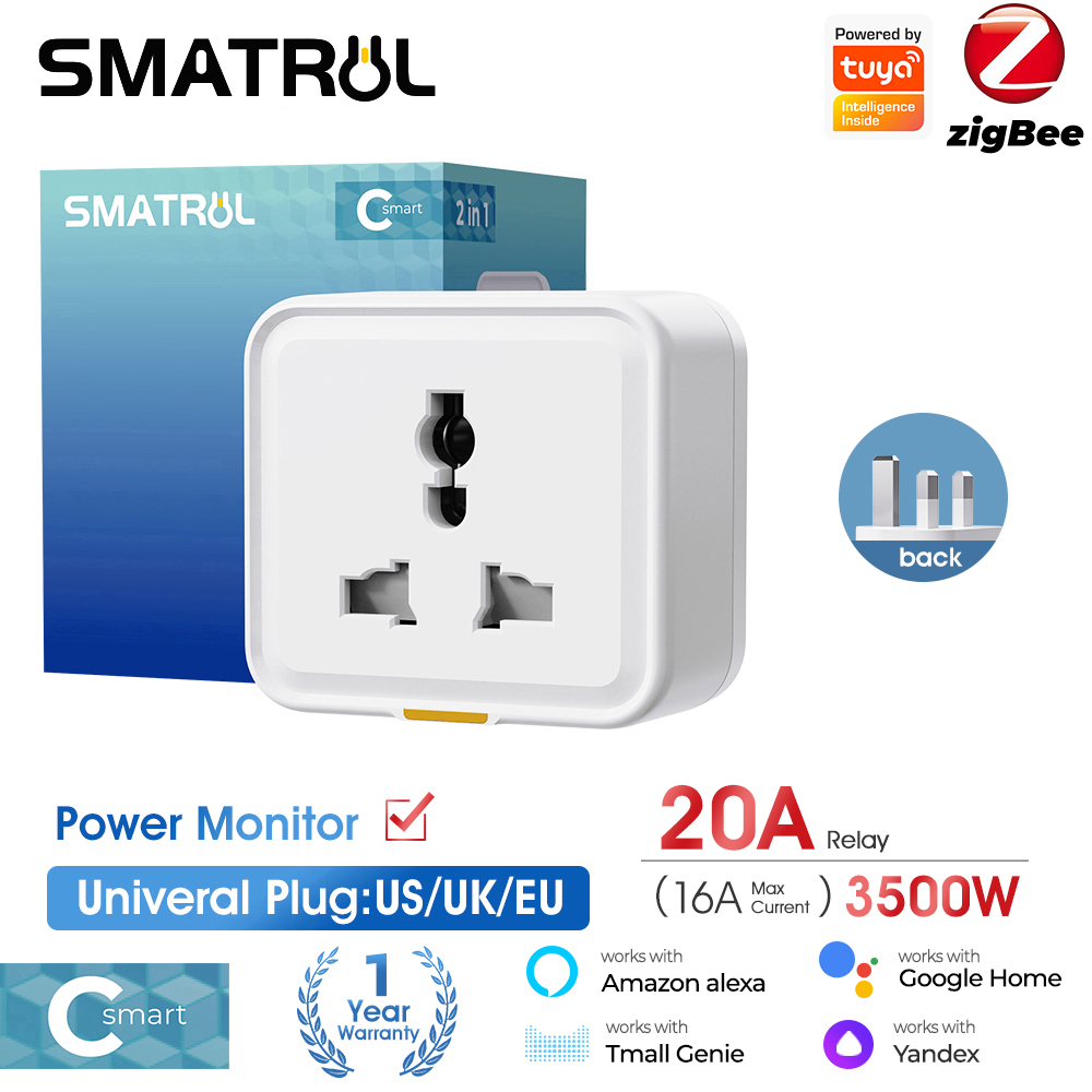 SMATRUL Tuya Zigbee Multi Smart Plug Socket 16A Power Monitor Wireless ...