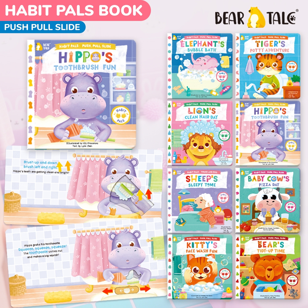 BEAR TALE Hippo Brushing Teeth Push And Pull Children's Habit Pals Kids ...