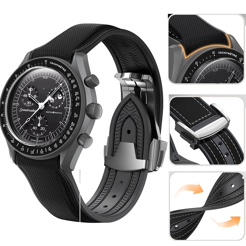 Curved End Silicone Rubber Strap for Swatch X Omega joint MoonSwatch ...