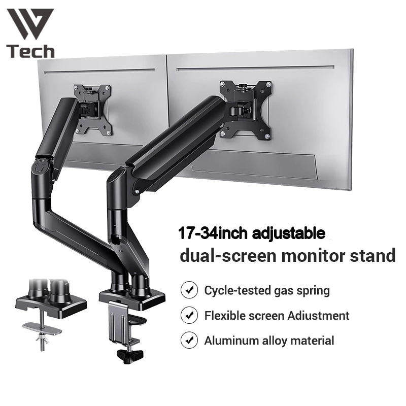 🇸🇬 Monitor Dual Arm Desktop Mount Bracket 17”-34” Bearing 10kg 360 ...