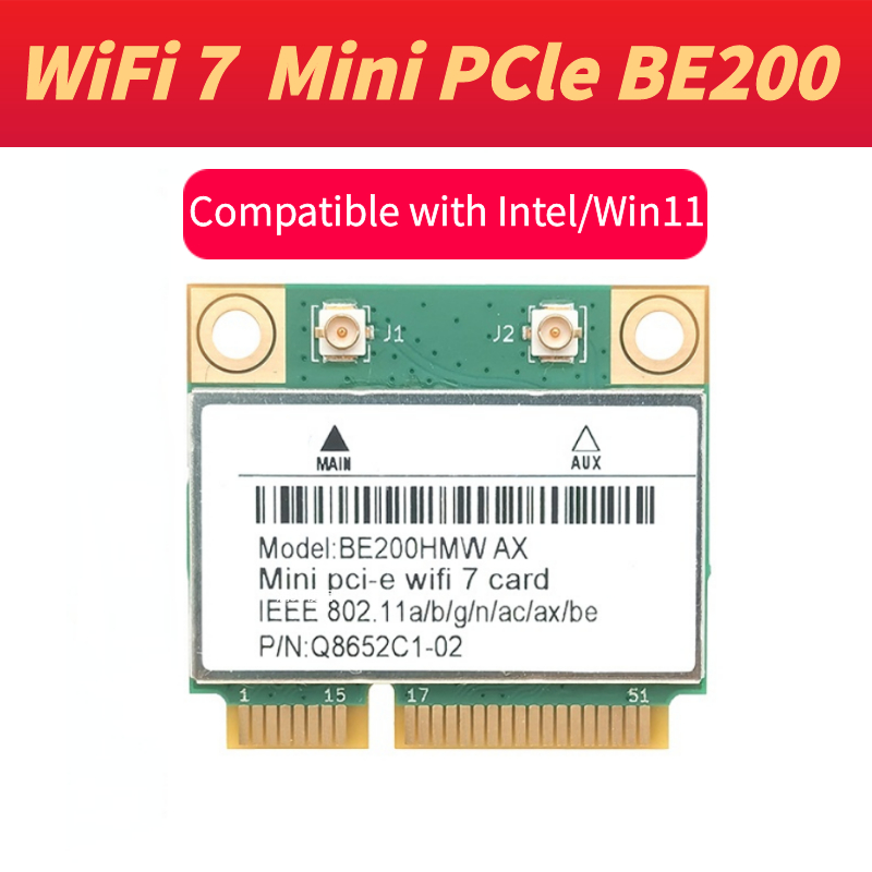 WiFi7 BE200HMW Mini Pcle Wireless Network Card Adapter Bluetooth 5.4 ...