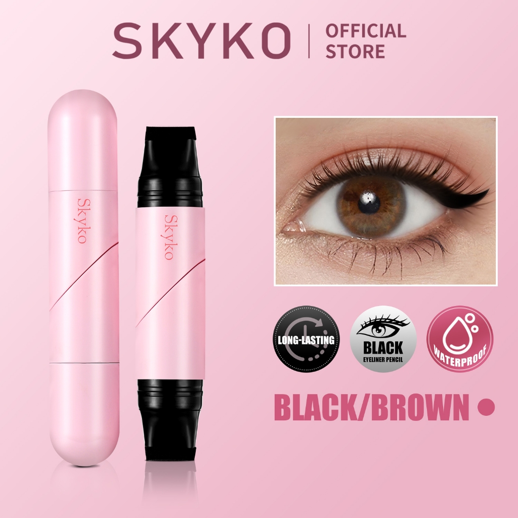 SKYKO 2 IN 1 Eyeliner Stamp Pen Waterproof Longlasting 2 Colors ...