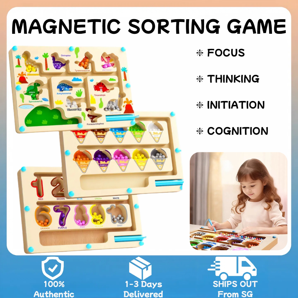 Magnetic Sorting Games Montessori Toys Maze Board Learning Color Number ...