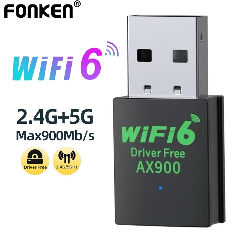 Fonken WiFi 6 USB Adapter 2.4G+5.8G Dual Band AX900 WiFi Network ...