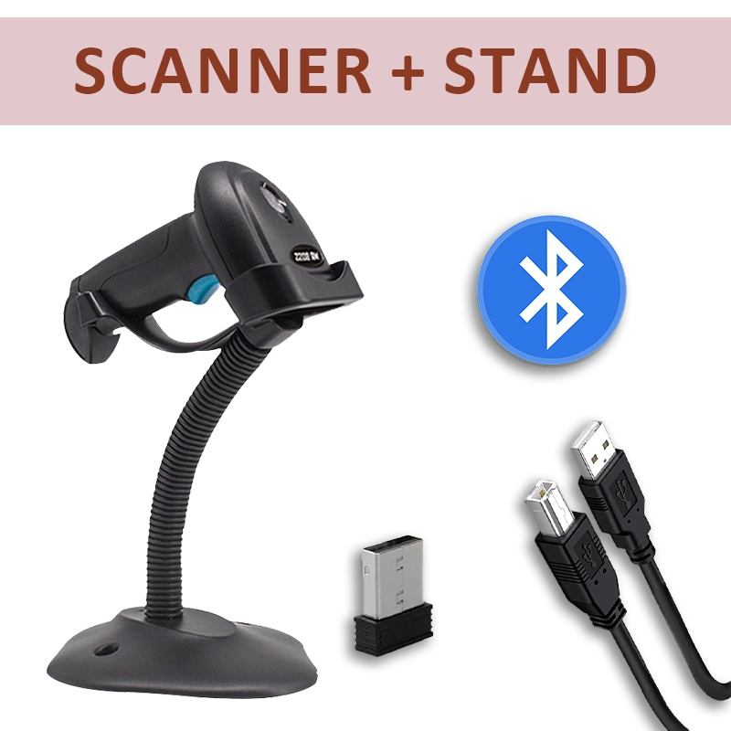 1D 2D QR Code Wireless Barcode Scanner Reader Compatible 2.4G Bluetooth ...