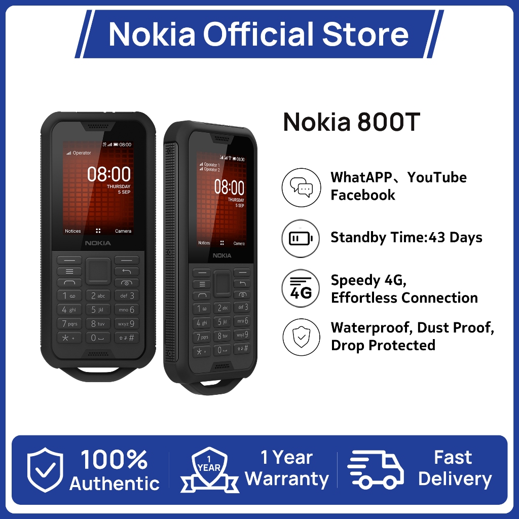 Nokia 800 Tough 4G Phone 2.4 Inches IP68 Water Resistant 43 Days ...