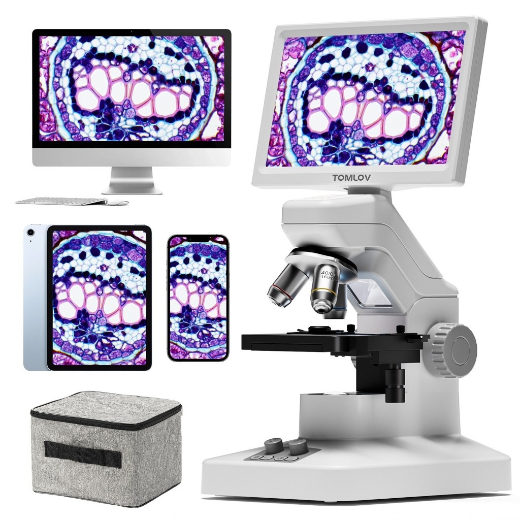 TOMLOV DM301 Max 7" Screen Biological Microscopewith X-Y Stage ...