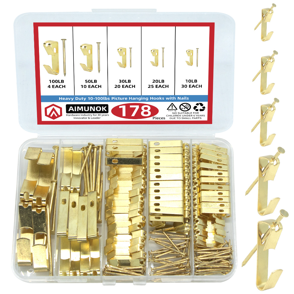 178pcs Picture Hanging Kit, 89-set 5 Sizes Picture Hangers Hook Kit ...