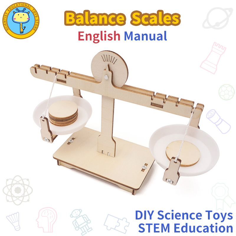 🚀Science Toys🔥DIY Balance Scales STEM Kit Wooden Craft Kids Educational ...