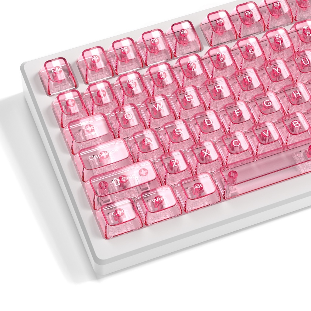 115 Keys Sweet Transparent Pink Jelly Keycaps MDA Profile Shine Through ...