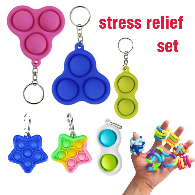 Stress Relief Fidget Toy Pop it triangle Small Keyring Pendant Push ...