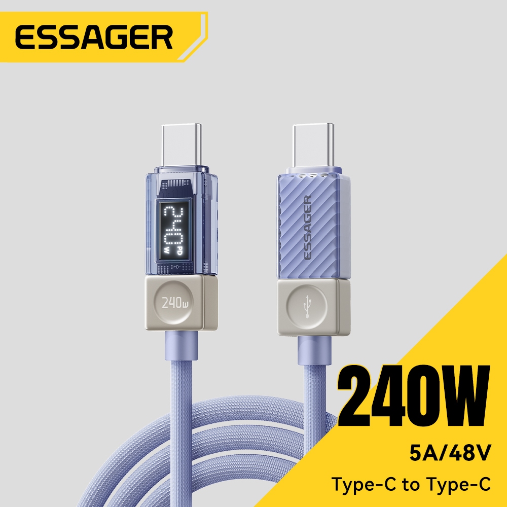 Essager 100W/240W PD Super Fast Charging Cable USB-C to Type-C For ...