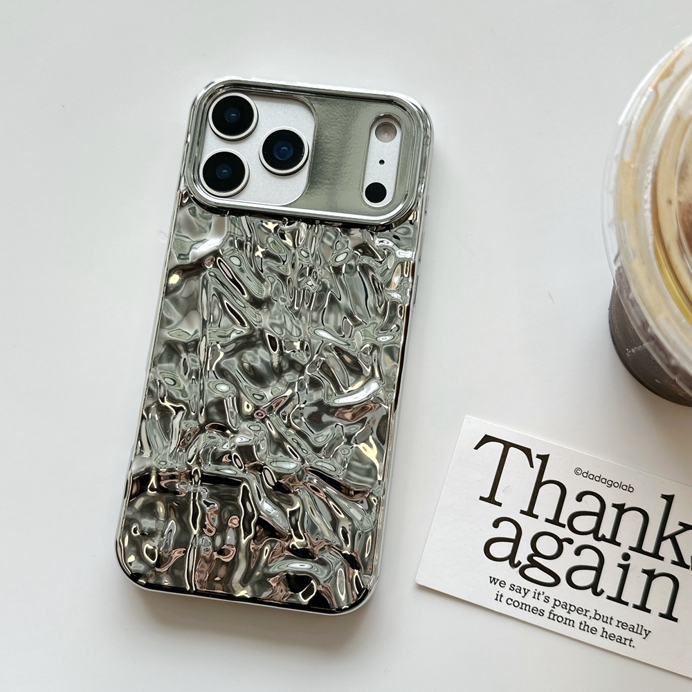 Bright Silver Tin Foil 3D Pleats Phone Case For iPhone 17 16 15 14 12 ...