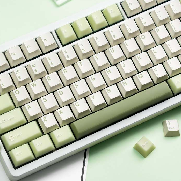 Womier 127 Keys Green Tea PBT+PC Double Shot Cherry Profile Keycaps Set ...