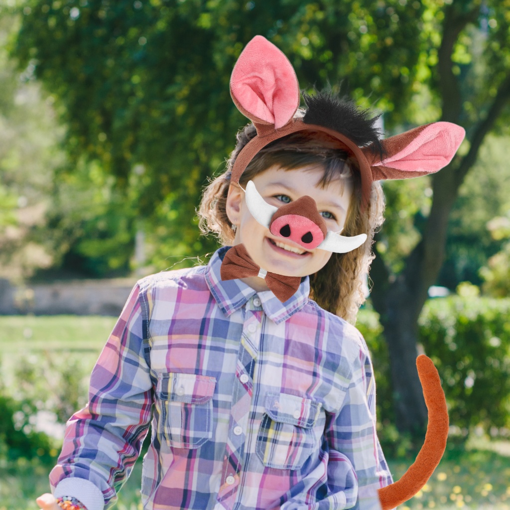 📦 1 set Pig Headband Tail Set Animal Ear Hair Band for Cosplay Costume ...