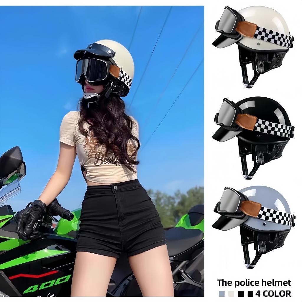 Motorcycle Helmet Retro Half Helmet Men Old-fashioned Helmet Cruise ...