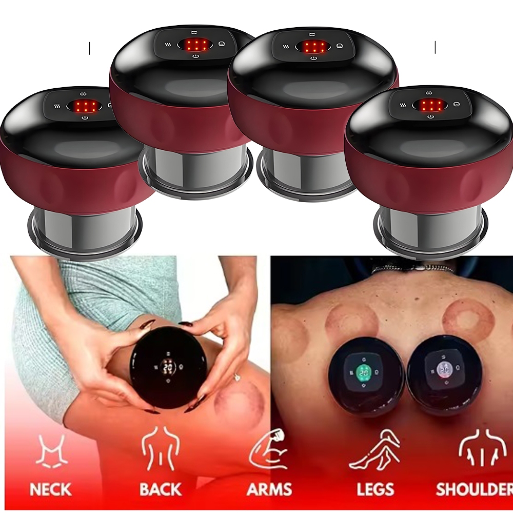 4 packs 4-in-1 Smart Cupping Therapy Massager Red Light Therapy for ...
