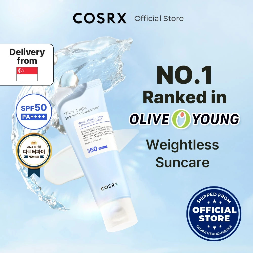 【COSRX】 NEW, Ultra Light Invisible Sunscreen SPF 50 PA++++ (50ml / 1.69 ...