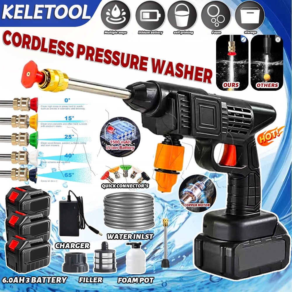 Cordless Pressure Washer High Pressure Water Jet Gun with Foam Cannon ...
