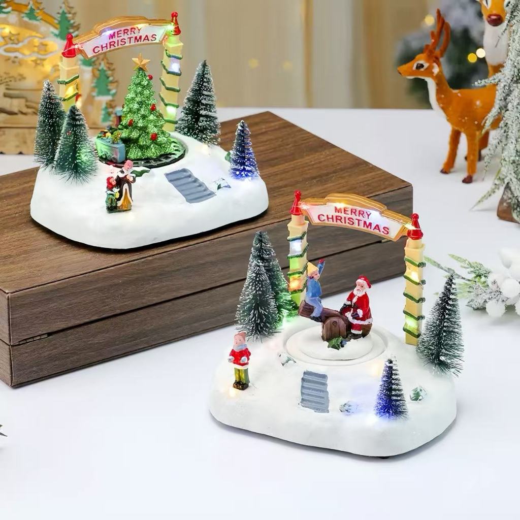 Elegant Rotating Christmas Music Box - LED Light Up Snow Scene, Festive ...