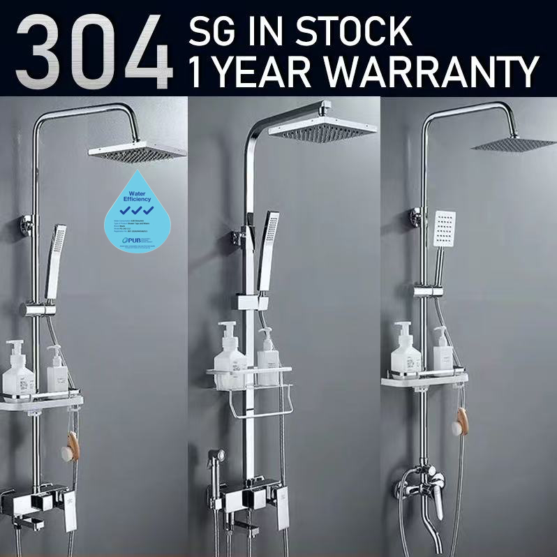 Instant Heater Rain Shower Stainless Silver Shower Set Bathroom Home ...