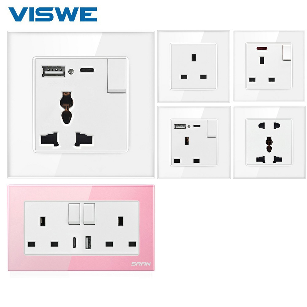 VISWE USB Socket Universal Socket Double Socket Wall Socket Wall Switch ...