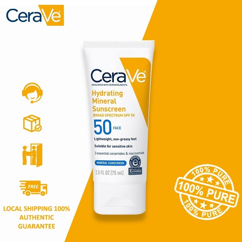 CeraV e Hydrating Mineral Sunscreen SPF 50 75ml | Shopee Singapore