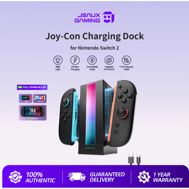 JSAUX RGB Joy-Con Charging Dock for Switch 2 Charging Dock Compatible ...