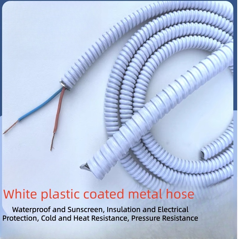 16 white plastic coated metal hose 20 conduit wire 25 black cable ...