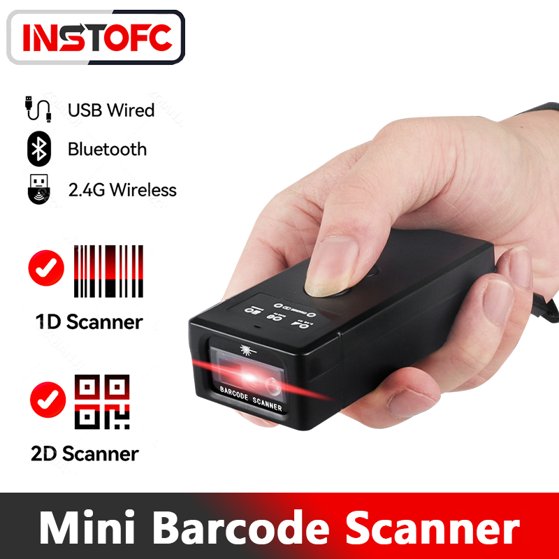 Mini Wireless Bluetooth 1D 2D Portable Barcode Scanner 3 in 1 QR Code 2 ...