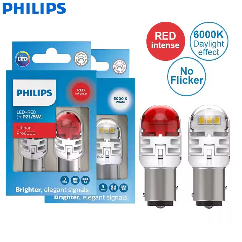 Philips LED P21/5W 1157 S25 Ultinon Pro6000 Two Contacts Red White Auto ...