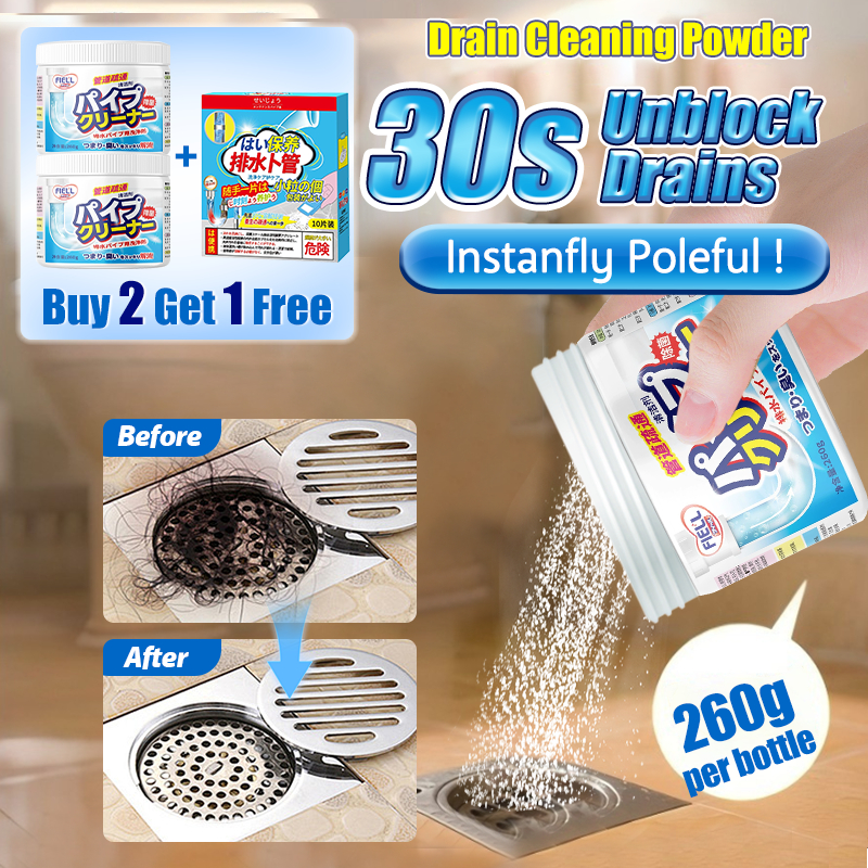 Powerful Pipe Cleaner Powder 260g – Sink & Drain Declogger, Kitchen ...