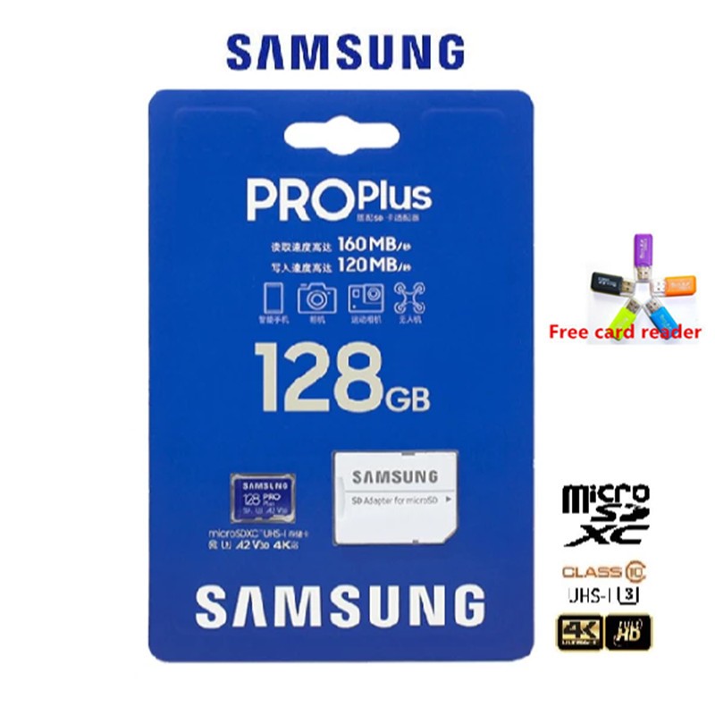 High-Speed Transfer: Super 128GB Samsung PRO Plus micro SD Class 10 U3 ...