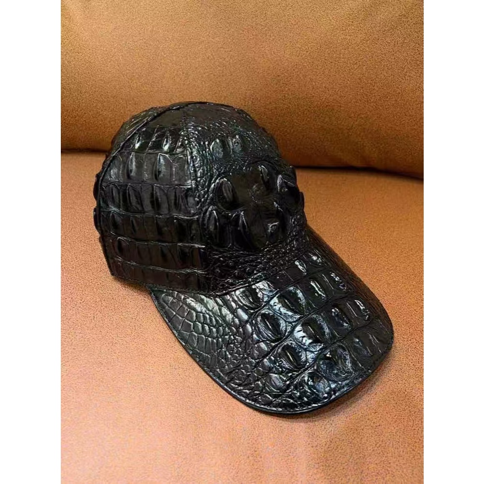 Big Pie Crocodile Leather Genuine Leather Black Men's Hat, Real ...