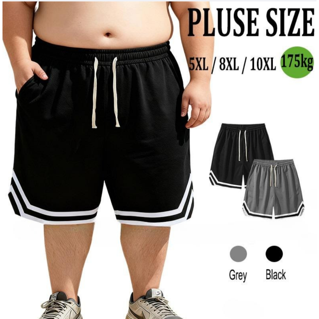 【M-8XL】 Plus Size Dry Fit Sports Thin Ice Silk Jogger Sweat Shorts Mesh ...
