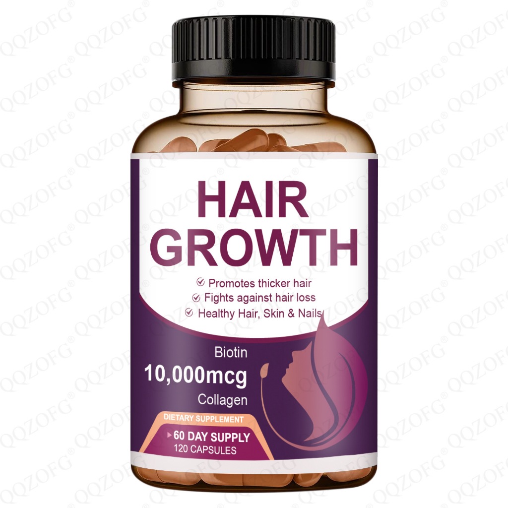 Hair Growth Nutrition Capsules with 10,000 mcg Biotin + Collagen Hair ...