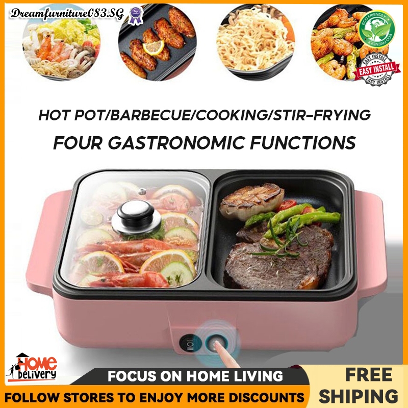HK Grill + Hot Pot Electric Purpose Steamboat Hotpot 2-in-1 Cooker ...