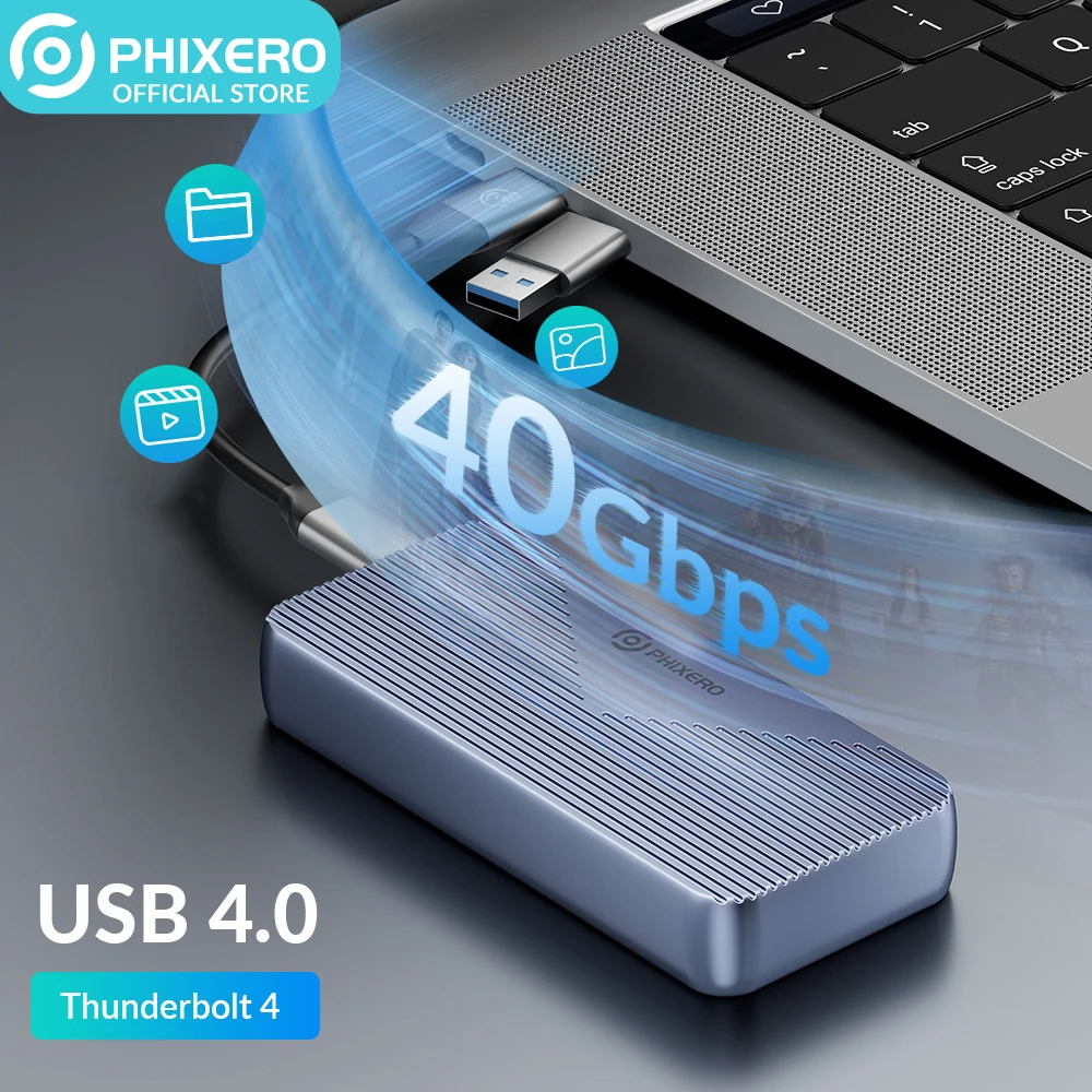 PHIXERO USB4.0 40Gbps External Hard Driver M.2 NVMe PCIe SSD Case ...