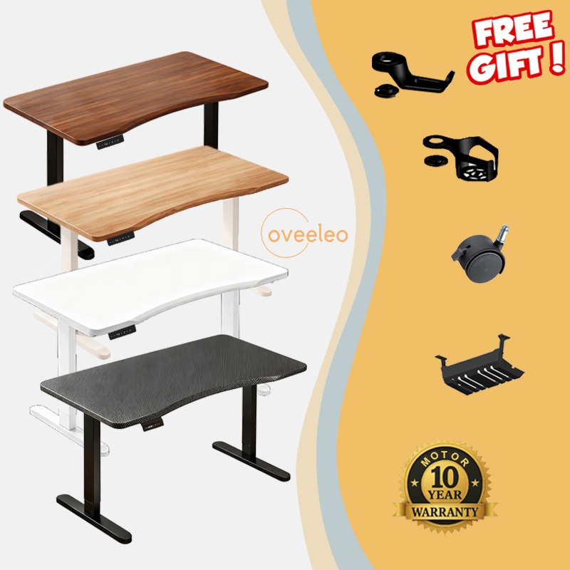 SG Stock Electric Adjustable Height Table Ergonomic Curved Table ...