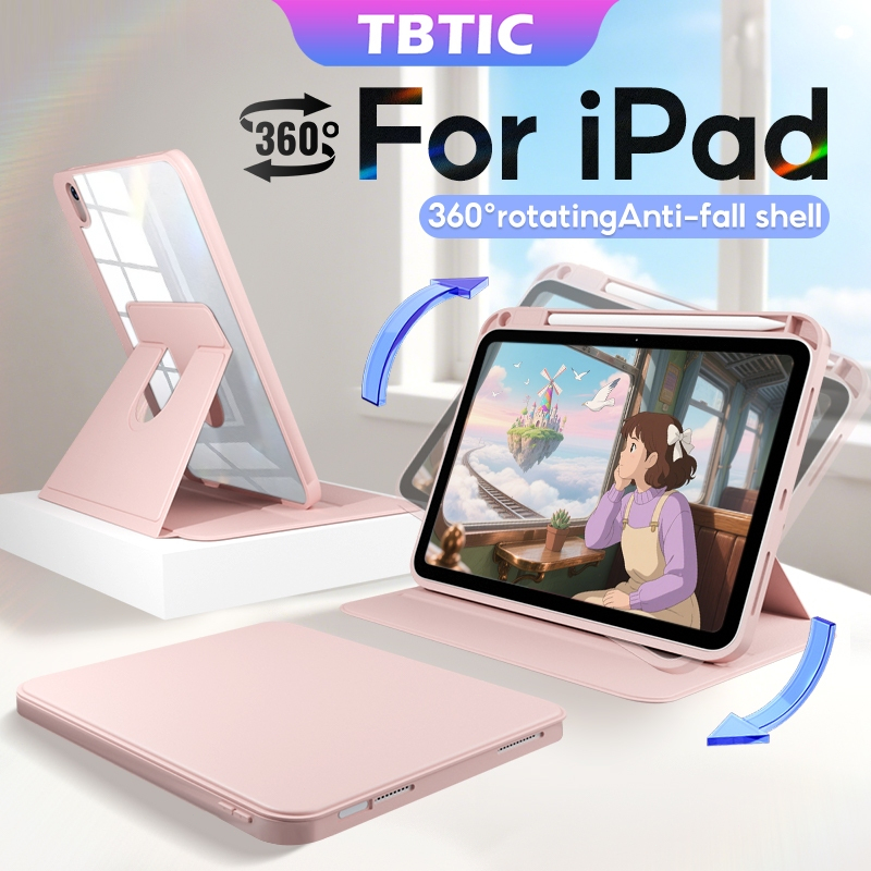 TBTIC 360° Rotation With Pencil Holder Case For iPad Air 8 7 6 M3 2025 ...