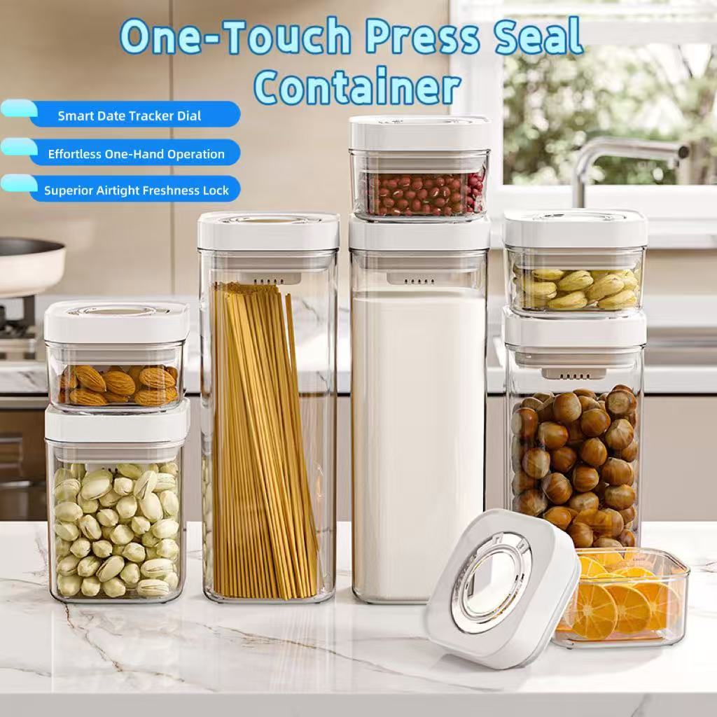 One-Touch Press Seal Food Storage Containers with Date Tracker ...